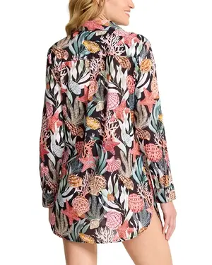 Tommy Bahama Shell Sands Boyfriend Shirt Swim Cover-up