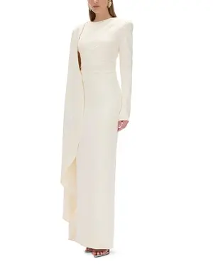 Rachel Gilbert Dion Cape Gown - Creme