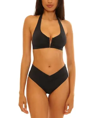 BECCA BY REBECCA VIRTUE Color Code Viviana Halter Bikini Top - Black