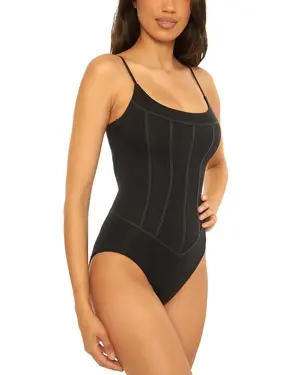BECCA By Rebecca Virtue Color Code Corset Style One Piece Swimsuit