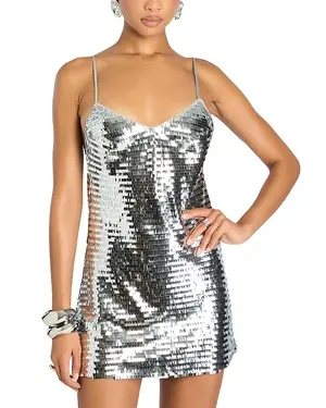 Retrofete Tula Sequinned Dress - Silver