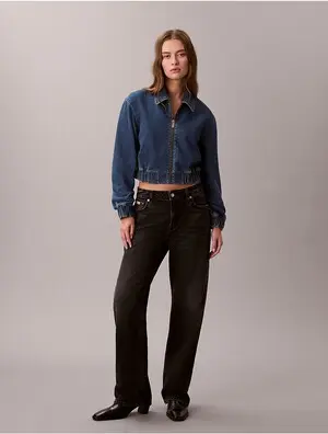 Calvin Klein Denim Cropped Bomber Jacket