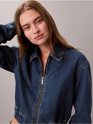 Calvin Klein Denim Cropped Bomber Jacket