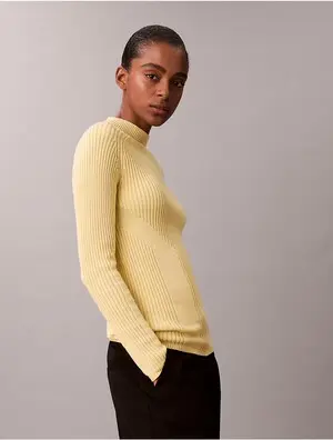 Calvin Klein Cotton Rib Slim Sweater - Custard