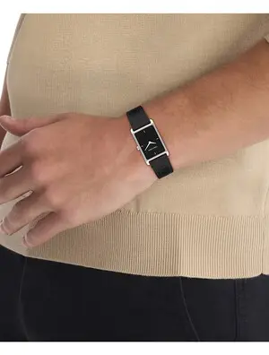 Calvin Klein Rectangle Dial Leather Strap Watch