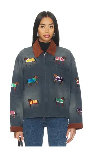 FOUND Lariat Horse Embroidered Work Jacket