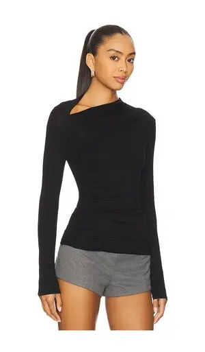 Enza Costa Fluid Jersey Slash Top - Black