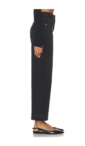 Paige Arellia Ankle Petite Barrel Leg Jeans - Black Void