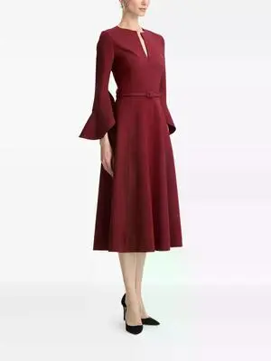 Oscar De La Renta Split-neck Midi Dress - Red