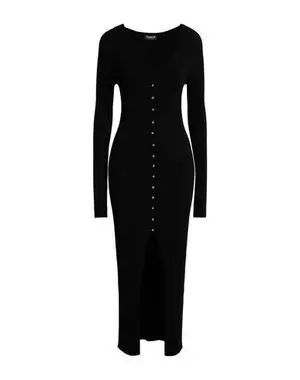 DONDUP Ribbed Knit Maxi Dress With Deep Neckline And Front Slit