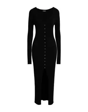DONDUP Ribbed Knit Maxi Dress With Deep Neckline And Front Slit