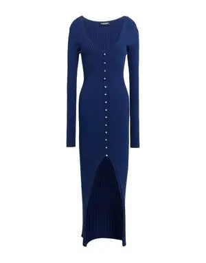 DONDUP Ribbed Knit Maxi Dress With Deep Neckline And Front Slit
