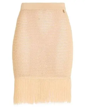 Elisabetta Franchi Mini Skirt In Viscose And Polyamide - Beige