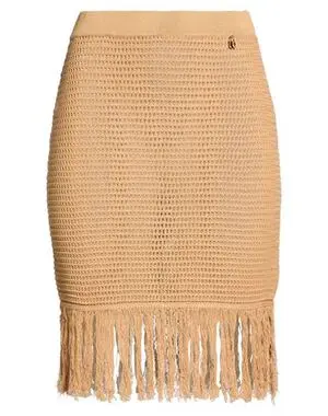 Elisabetta Franchi Mini Skirt In Viscose And Polyamide Camel