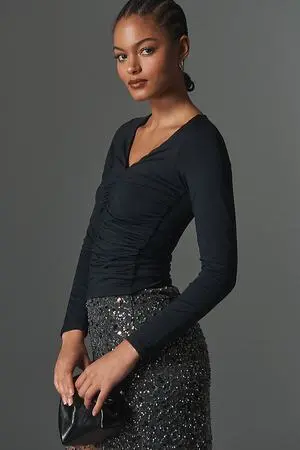 Anthropologie Long-sleeve Ruched Top