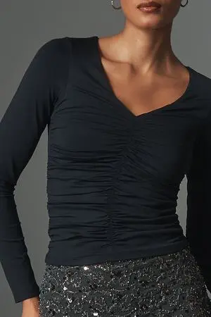 Anthropologie Long-sleeve Ruched Top