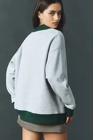 Anthropologie Colorblocked Mock-neck Pullover - Heather Grey/green