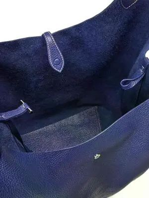 Polo Ralph Lauren Large Leather Tote Bag With Embroidered Pony Logo - Blue
