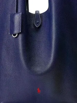 Polo Ralph Lauren Large Leather Tote Bag With Embroidered Pony Logo - Blue