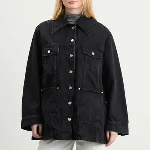 GANNI Rigid Denim Midi Jacket