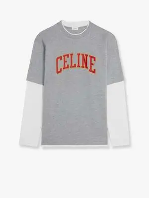 Celine Cotton T-shirt With Logo Print