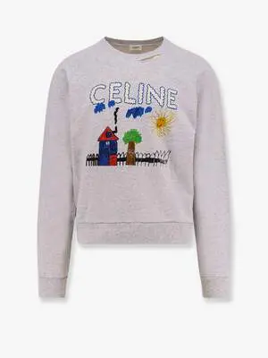 Celine Cotton Sweatshirt With Multicolor Print