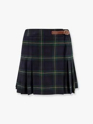 Celine Tartan Wool Kilt Miniskirt