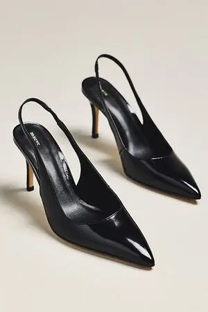 Maeve Kitten Slingback Heels - Black