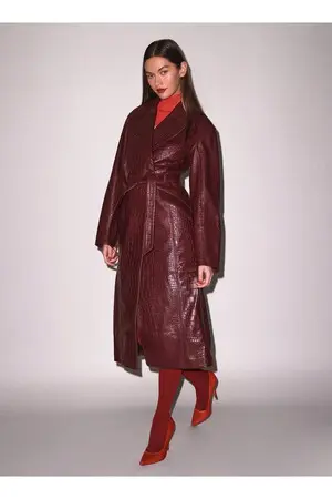 FLEUR DU MAL Croc-embossed Leather Trench Coat