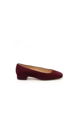 MENINA STEP Leticia Bordeaux Suede Ballet Flats - Natural