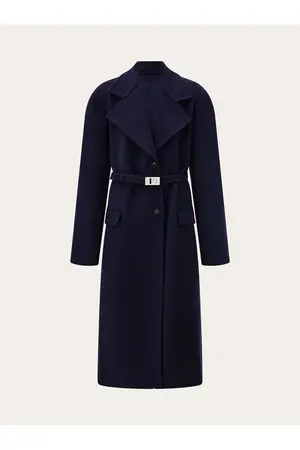 FERRAGAMO Single-breasted Virgin Wool And Cashmere Coat - Blue / Navy