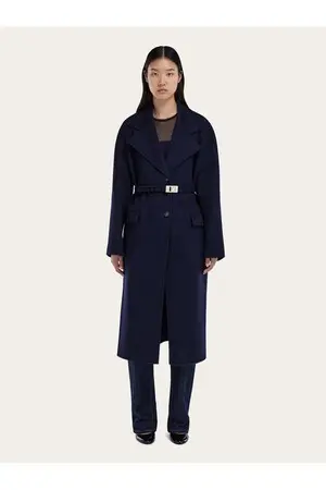 FERRAGAMO Single-breasted Virgin Wool And Cashmere Coat - Blue / Navy