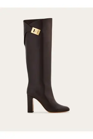 FERRAGAMO Knee-high Boot With Hug Buckle - Gold