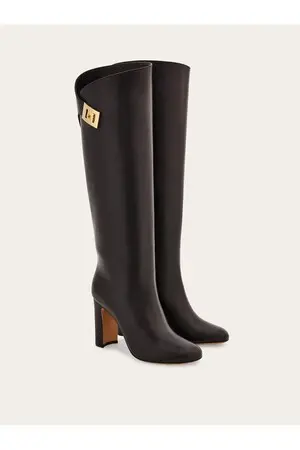 FERRAGAMO Knee-high Boot With Hug Buckle - Gold