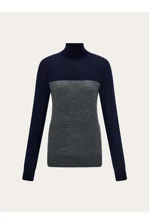 FERRAGAMO Two Tone Turtleneck - Navy