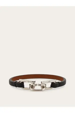 FERRAGAMO Bicolor Gancini Bracelet - Black