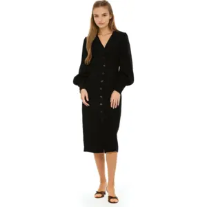 ALEXIA ADMOR Jules Button Down Midi Dress - Black