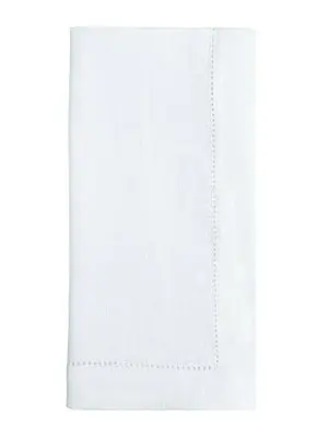 Anaya Linen Hemstitch Napkin Set - Bright White
