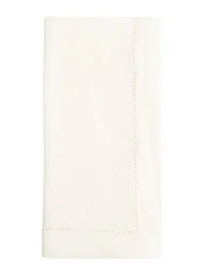 Anaya Linen Hemstitch Napkin Set - Ivory
