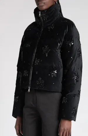Moncler Nelles Embellished Down Jacket