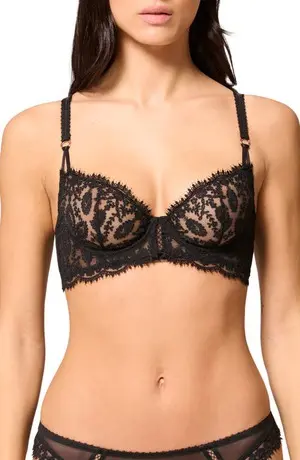 Simone Perele Embroidered Underwire Demi Bra - Black