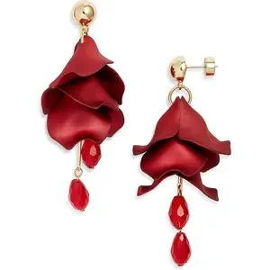 Nordstrom Petal Chandelier Drop Earrings - Burgundy- Gold