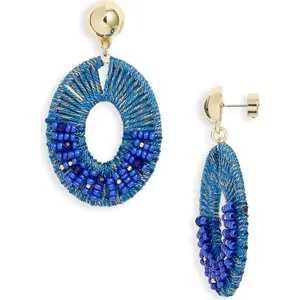 Nordstrom Beaded Oval Drop Earrings - Navy- Gold