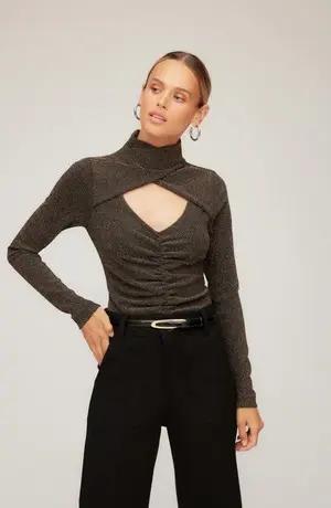 Fifteen Twenty Adina Metallic Crossover Top