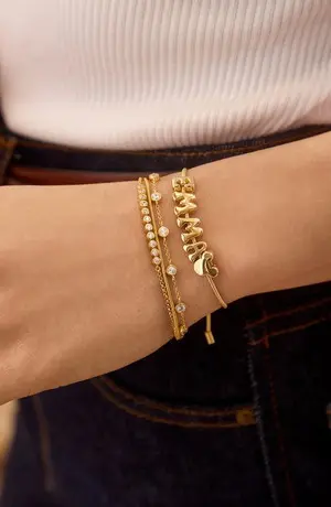 Baublebar Personalized Disney® Bubble Charm Slider Bracelet - Gold