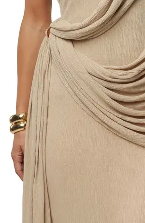 JLUXLABEL Drape One-shoulder Gown - Beige