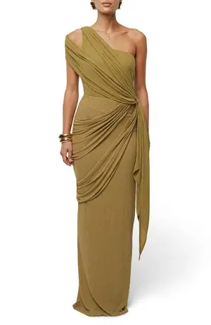 JLUXLABEL Lovina Drape One-shoulder Bodysuit - Green