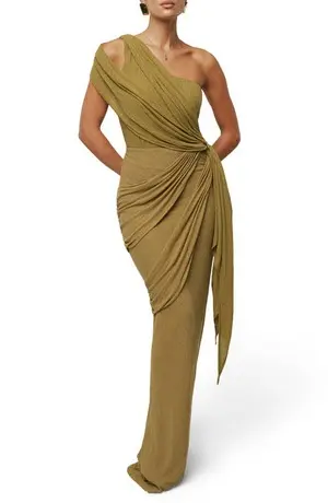 JLUXLABEL Lovina Drape One-shoulder Bodysuit - Green