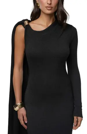 JLUXLABEL Aniza Drape Long Sleeve Maxi Dress - Black