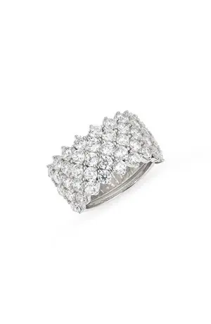 Nordstrom Cubic Zirconia Grid Ring - Clear- Silver